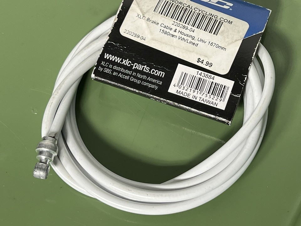 XLC Bicycle Brake Cable Kit 1530mm Housing 1650mm Stainless Cable White ...