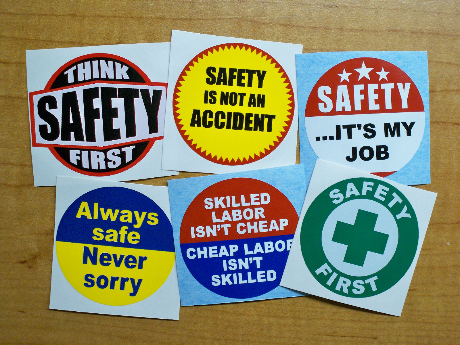 6-pack Safety Hard Hat Stickers | Think Safety First Foreman Laborer ...