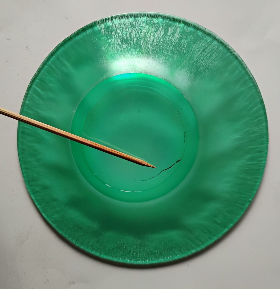 Antique Green Uranium Iridescent Stretch Glass 8" Dessert Plates Set of ...