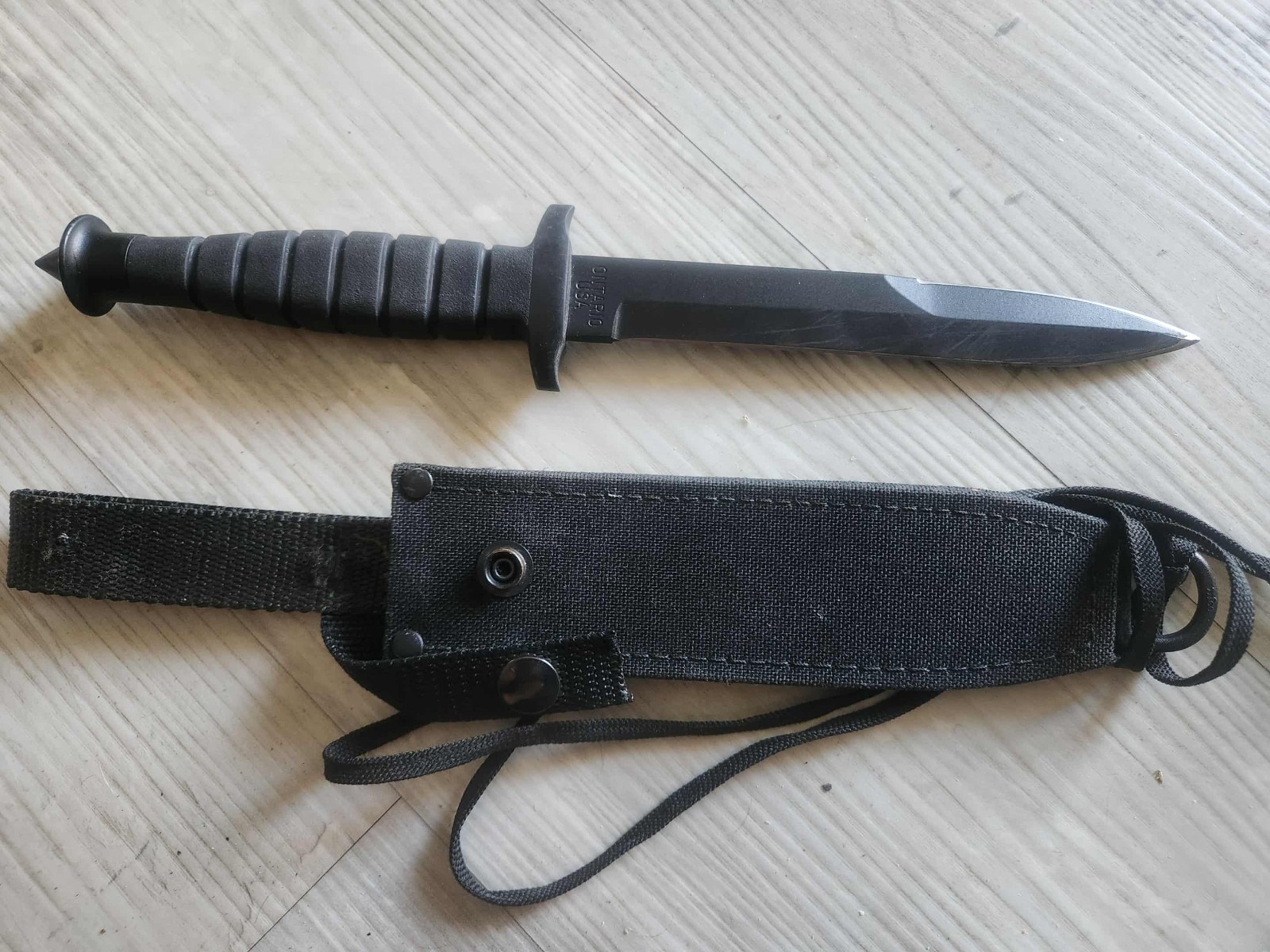 Ontario- USA- Spec Plus- ARMY- M-7 - Sheath- Fixed Blade Knife In Gret ...