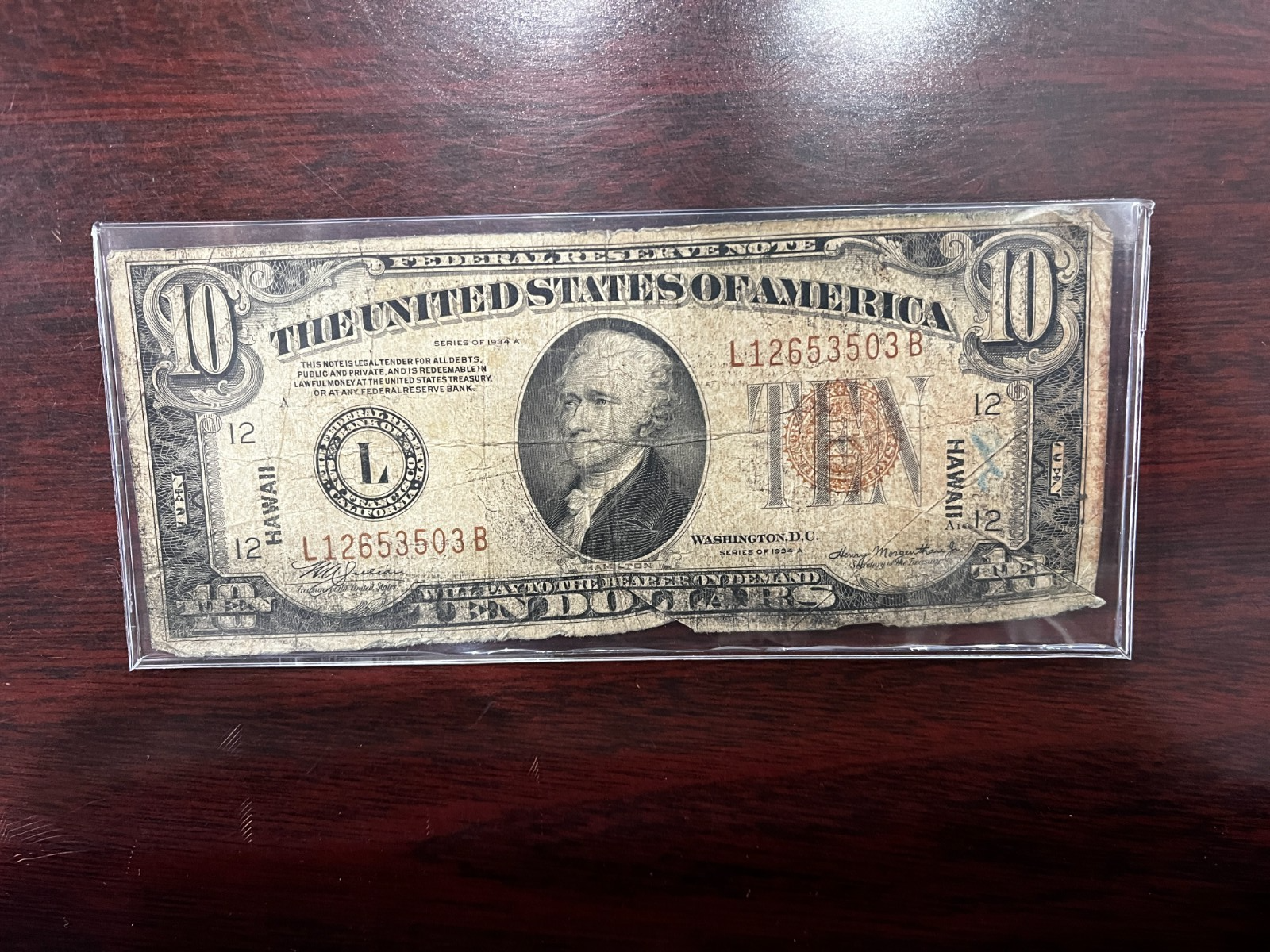 1934-A $10 Federal Reserve Note, Hawaii WWII Emergency Issue ...