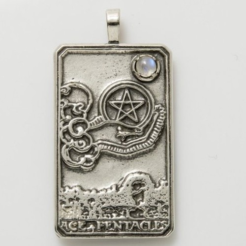 Ace of Pentacles Tarot Card Pendant .925 Sterling Silver w/ natural ...