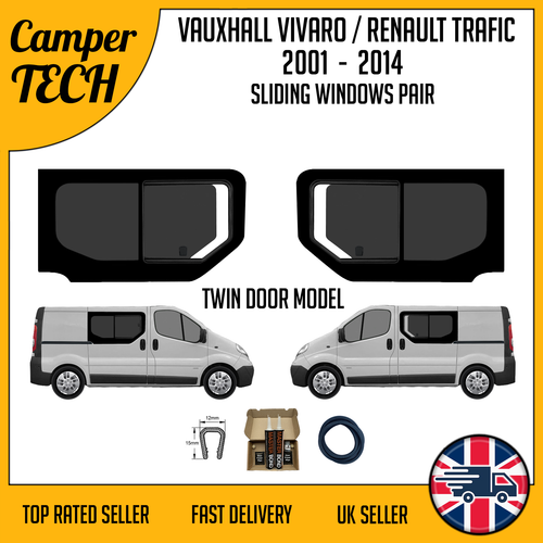 Renault Trafic 01-14 SLIDING Windows for TWIN SLIDING DOOR MODELS Kit ...