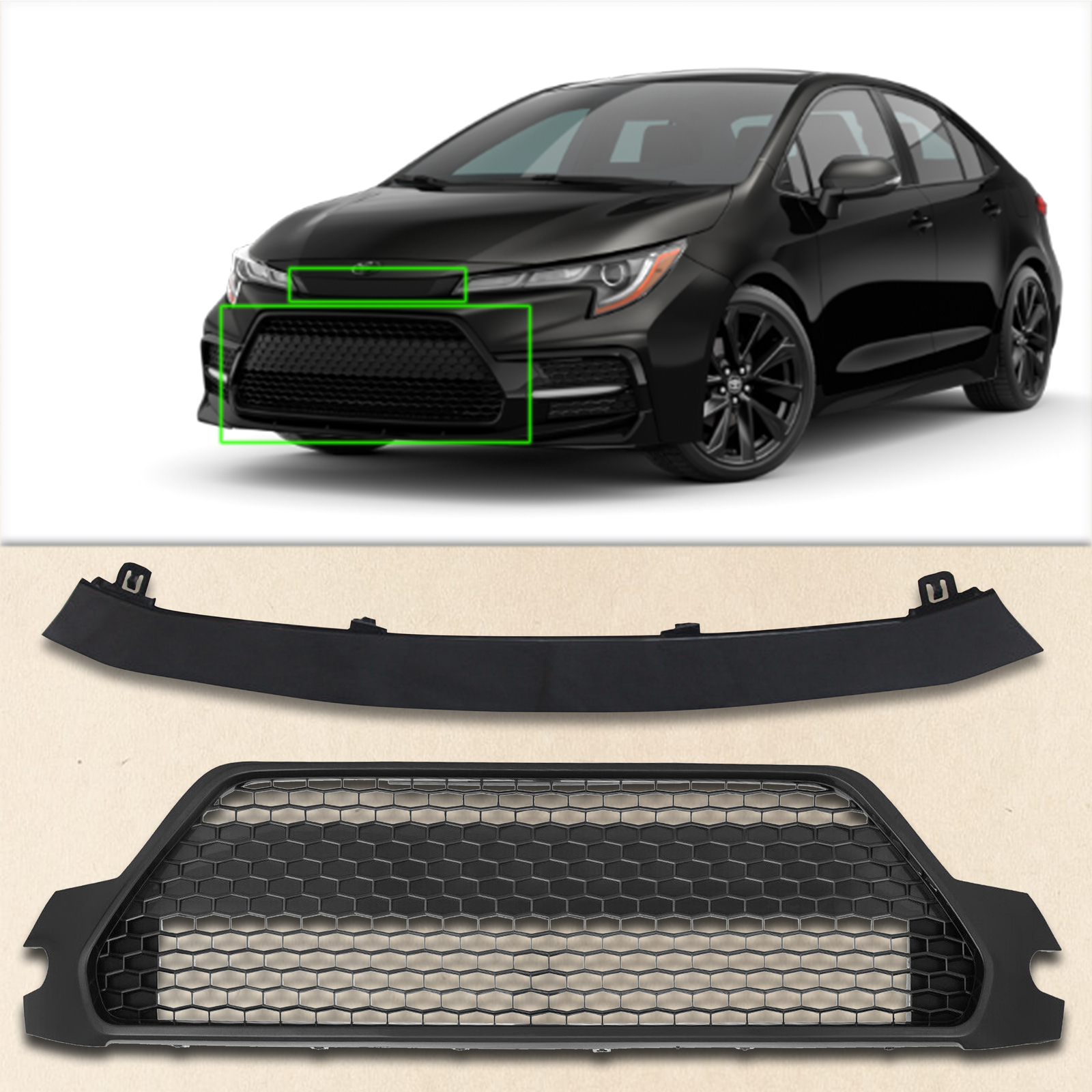 Front Bumper Lower Upper Grill Assembly for 2020 2022 Toyota Corolla SE ...