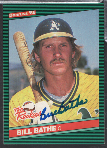 Bill Bathe Athletics Autographed 1986 Leaf Donruss RC #41 w/COA ...