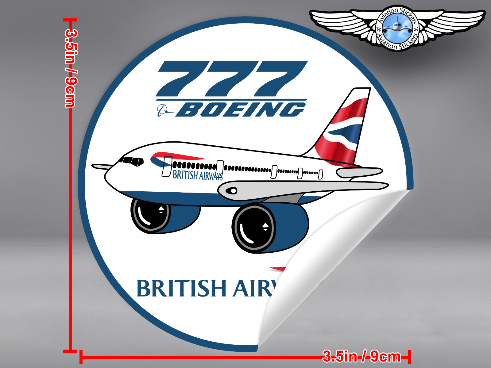 BRITISH AIRWAYS BA PUDGY BOEING B777 B 777 ROUND DECAL / STICKER | eBay