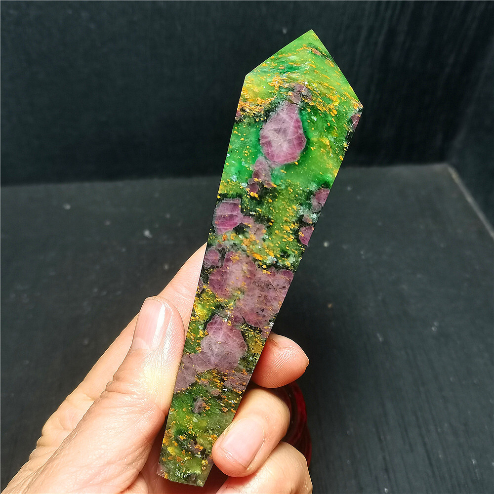 RARE 183.5G Natural Polished Grandmother Gold Ruby Crystal mace Healing ...