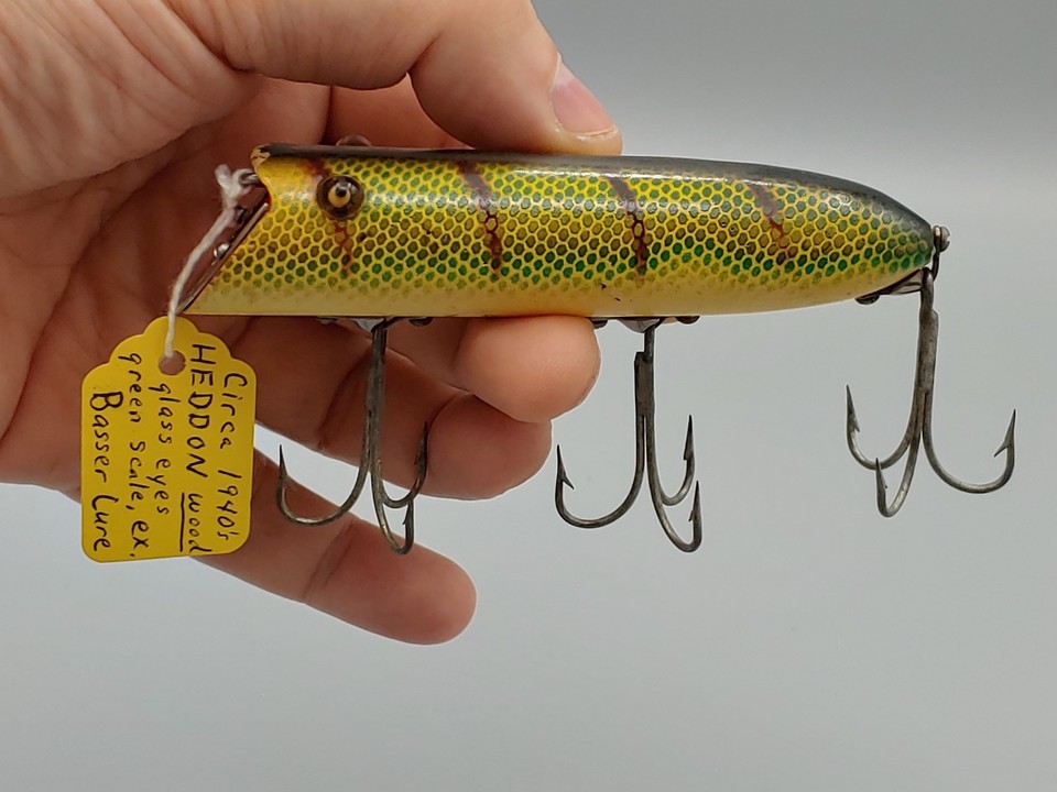 Rare Heddon Basser 8509L Slant Head Lure Perch Scale 1940s | eBay