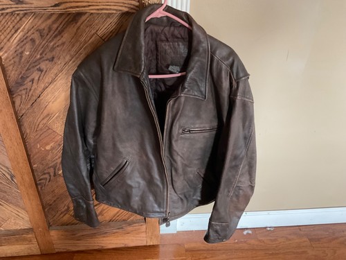 Vintage GAP Brown Trucker 100% Genuine Leather Jacket Mens XL | eBay