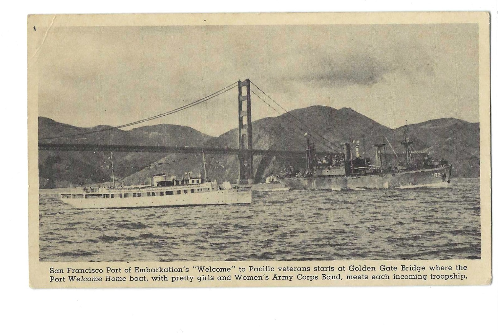 Vintage San Franciso Port of Embarkation - Welcome - Golden Gate Bridge ...