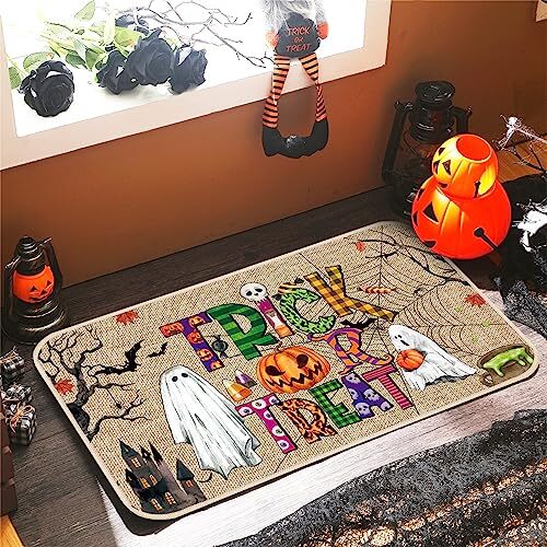 Halloween Door Mat Outdoor Halloween Rugs Boo Trick or Treat Trick Or ...