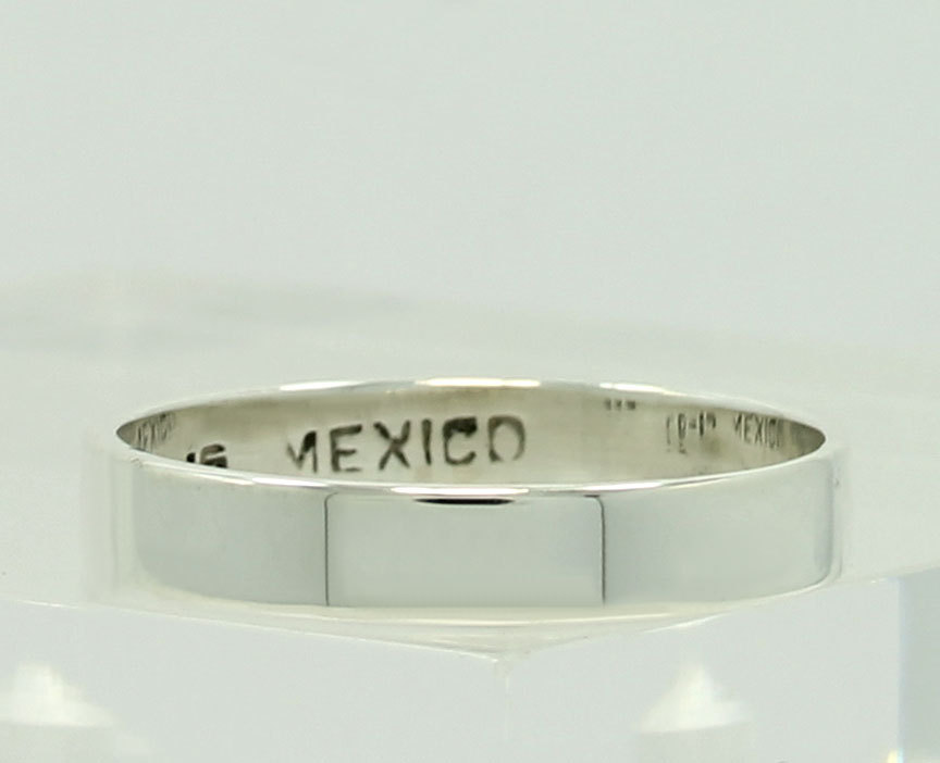 Vintage Taxco Sterling Silver Flat 3.6mm Wide Band Ring Size 8 | eBay