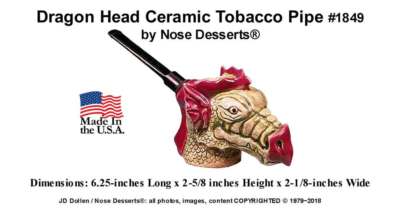 DRAGON HEAD, Michigan Meerschaum Ceramic Niki Glass Tobacco Pipe #1849 ...