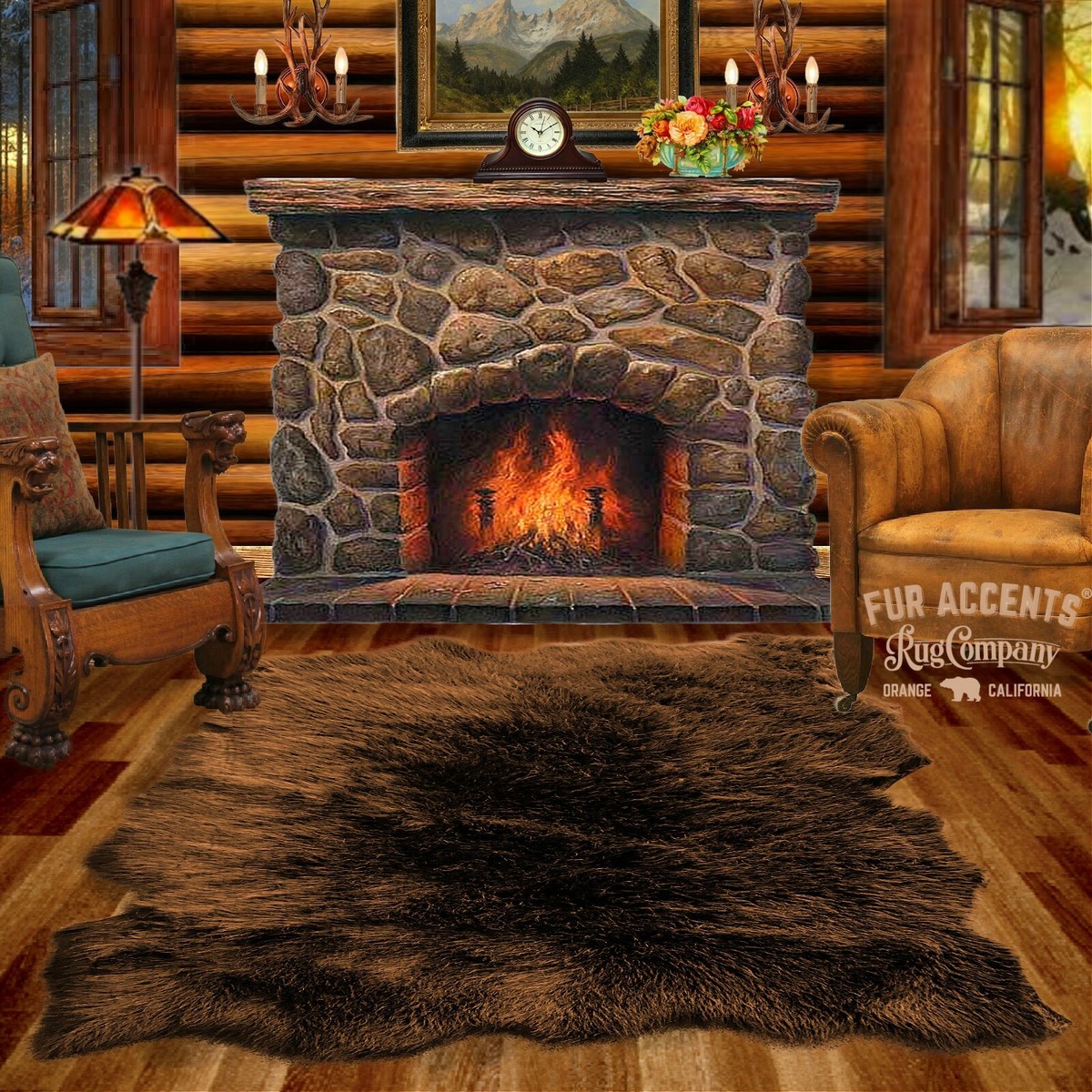 Bear Skin Rug By Fireplace at Robert Thaler blog
