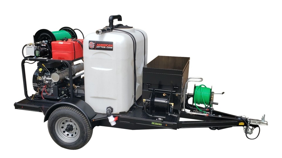 American Jetter 583S Trailer Sewer Drain Cleaner 76 HP EFI 20 GPM 4000 ...