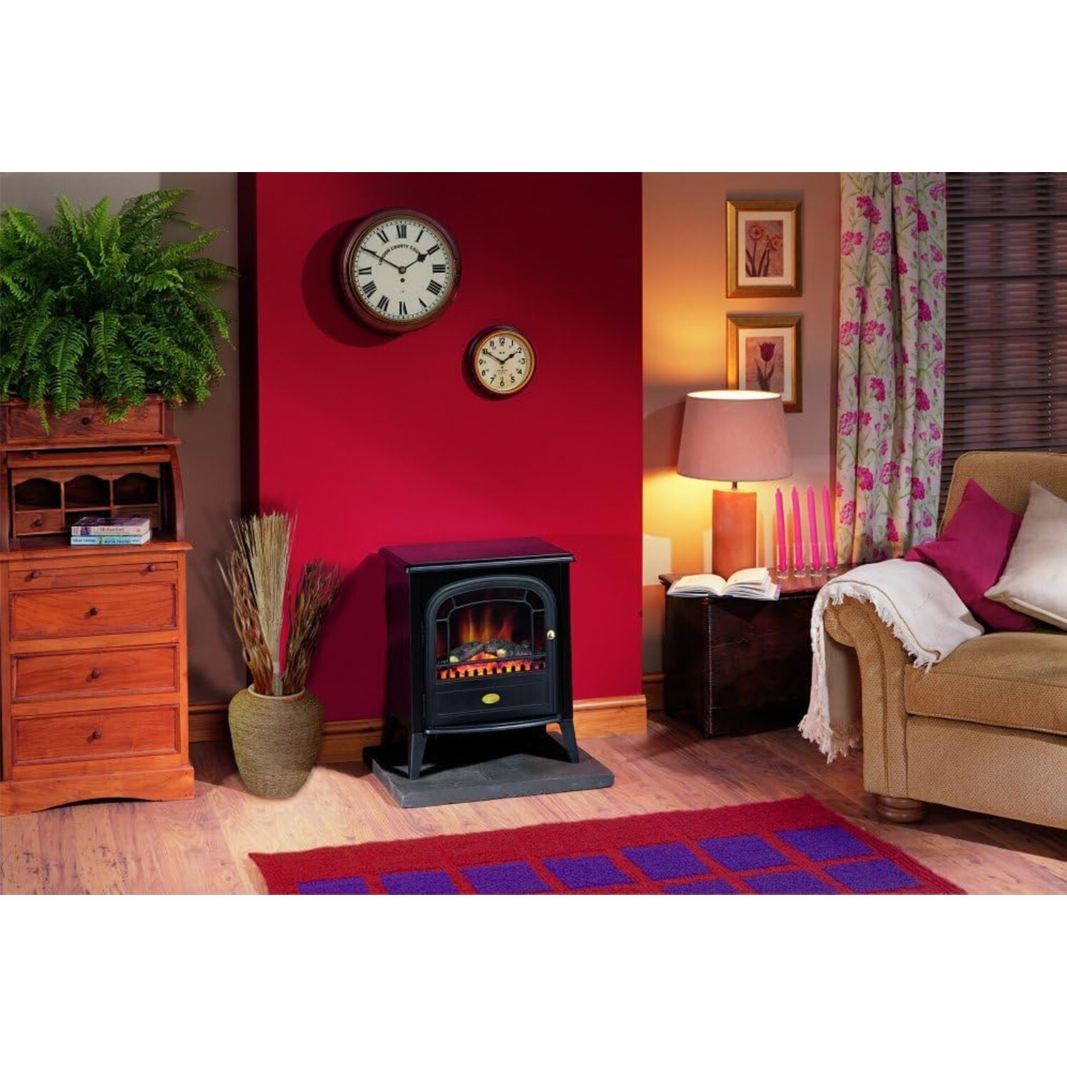 Dimplex Club Optiflame Electric Free Standing Stove Black 2kW Remote ...