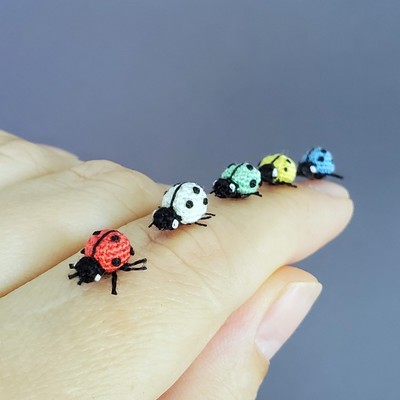 Extremely tiny ladybug. Micro crocheted ladybug.Dollhouse miniature ...