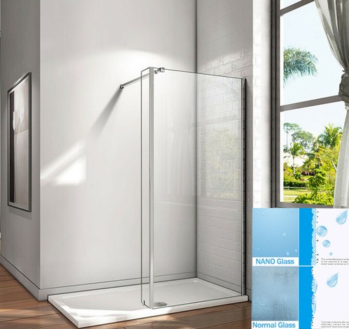 Walk In Shower Enclosure Wet Room Screen Flipper NANO Glass Panel 1850 ...