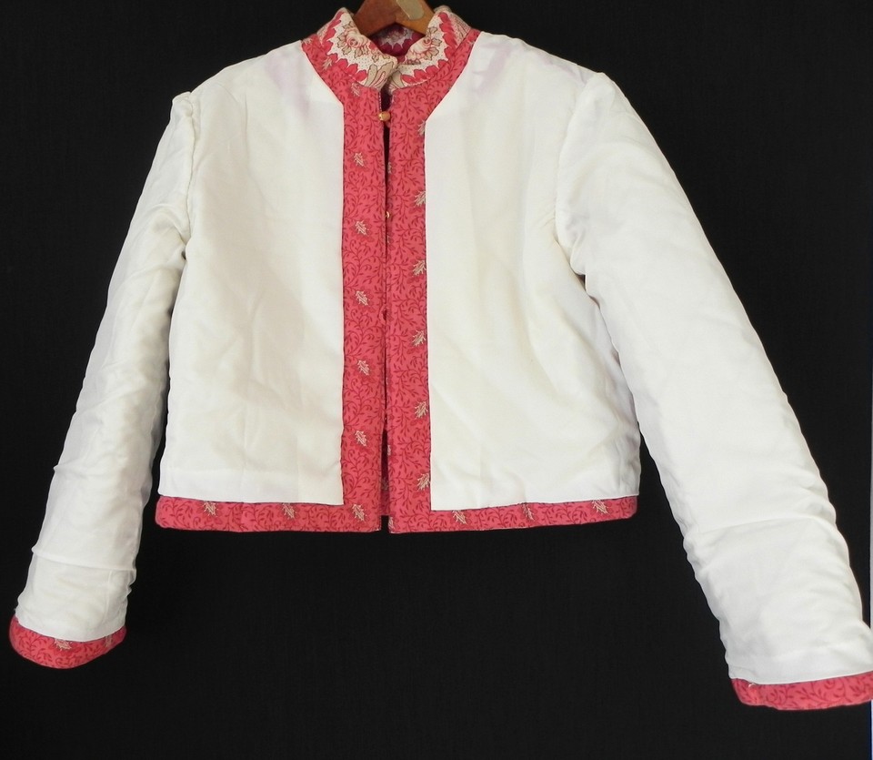 Handmade Quilted Insulated/ Crop Jacket Cotton Long Sleeve Band Neck ...
