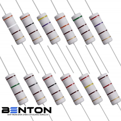 50Pcs 5W(5 Watt) Carbon Film Resistors Kit ±5% 1Ω-10M Ohm 134 Values ...