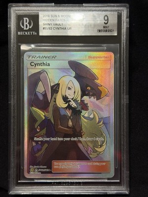 Cynthia Full Art Ultra Rare Holo Card Hidden Fates SV82/SV94 Beckett 9 ...