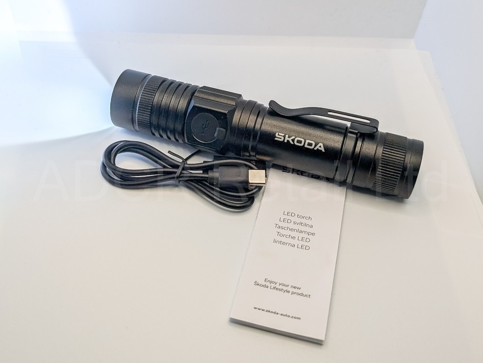 Genuine Skoda Flashlight Torch LED USB Rechargeable 6U0087640 Gift ...