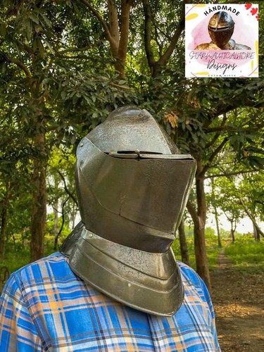 Medieval Steel Close Helmet Knight Armed Helmet European Closed Helmet ...