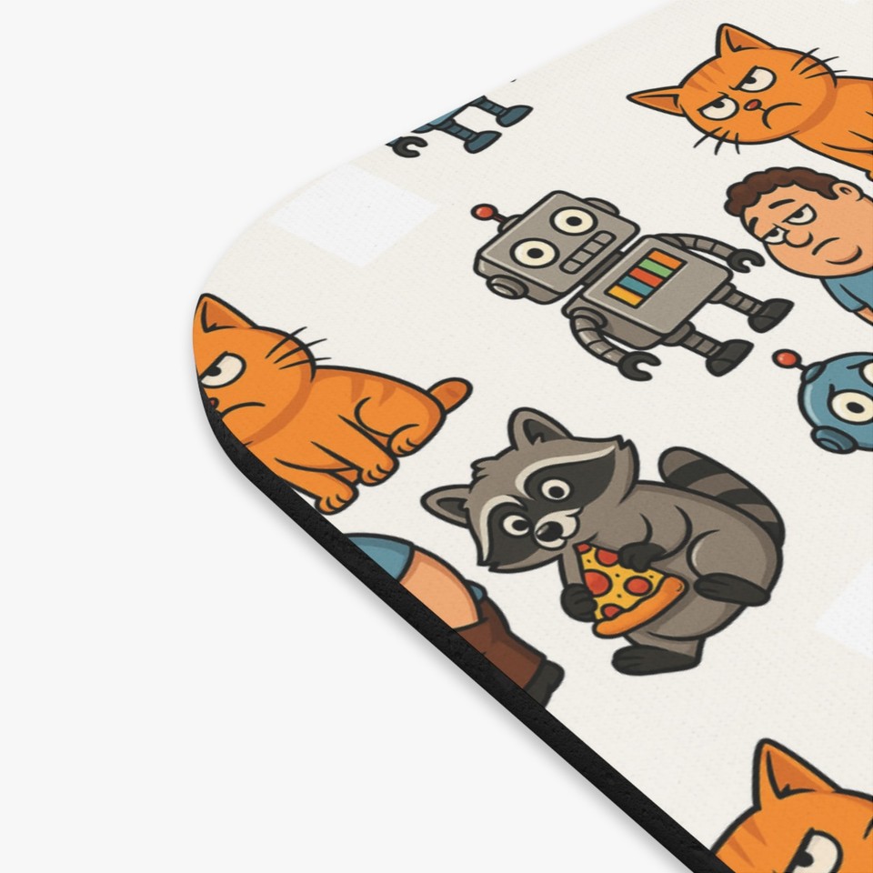 Cute Cartoon Mouse Pad | Cats Robots Raccoons Pattern Keyboard Mouse ...