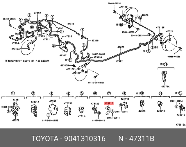 Genuine OE way no.1 for front brake tube 9041310316 for TOYOTA 90413 ...