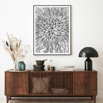 B&W Floral Pattern Vector Art Print Premium Poster High Quality choose ...