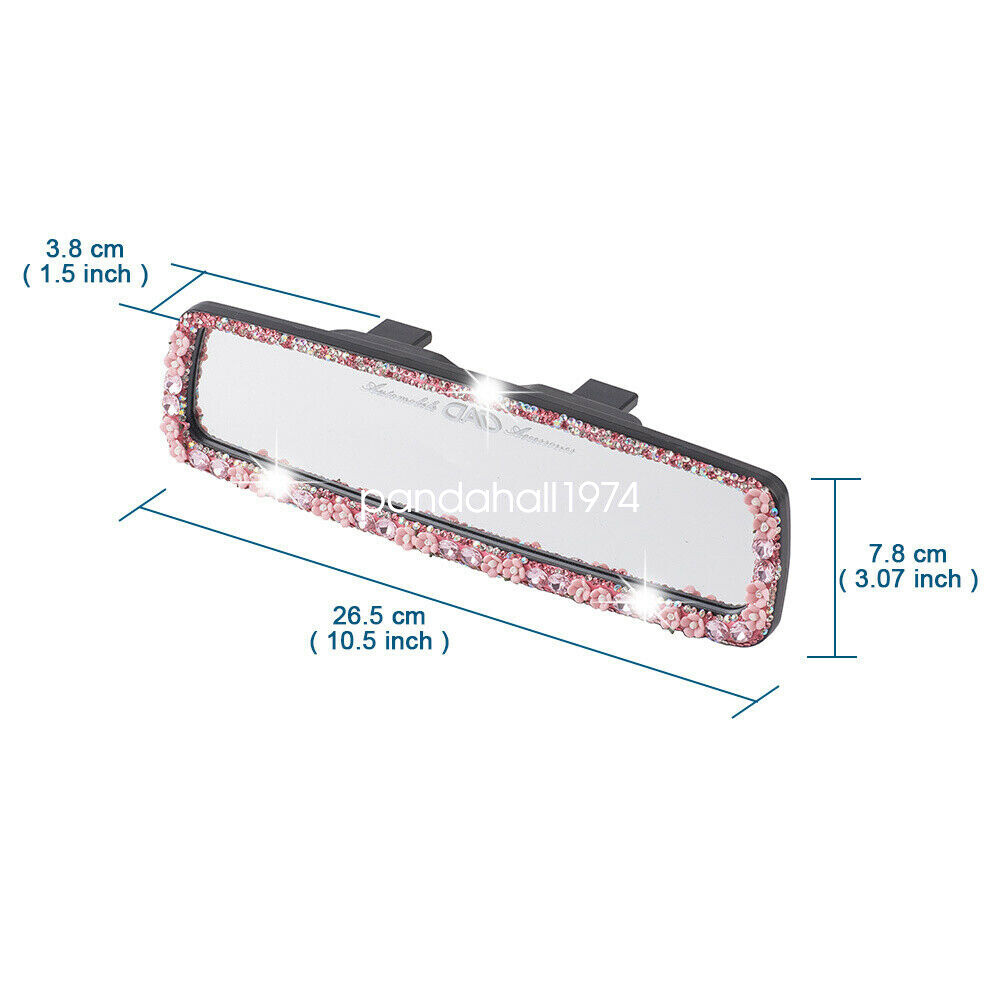 Bling Shiny Rhinestones Car Rearview Mirror for Girls Accessories Pink ...