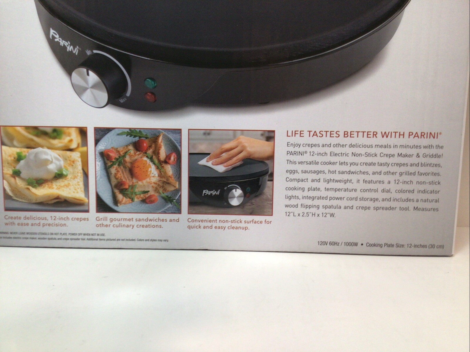 Parini 12” Electric Non-Stick CREPE Maker Griddle Blintzes Pancakes ...