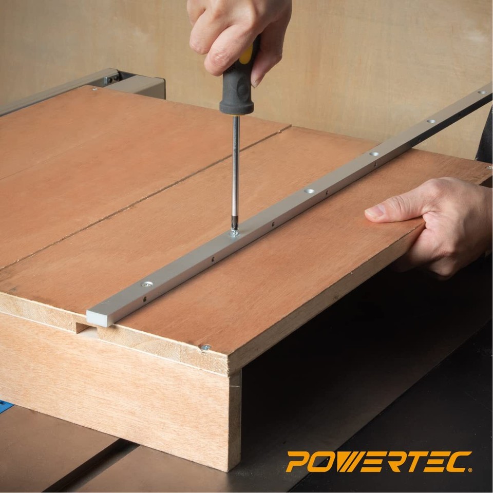 POWERTEC Crosscut Sled Miter Bar for Table Saw Sled 3/4" x 3/8" x 24 ...