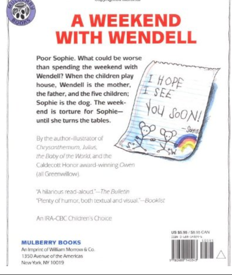 A Weekend with Wendell by Kevin Henkes Paperback 1986 9780688140243| eBay