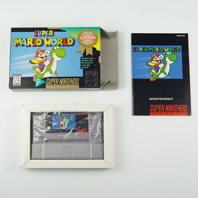 Super Mario World Complete In Box CIB *Players Choice* Super Nintendo ...