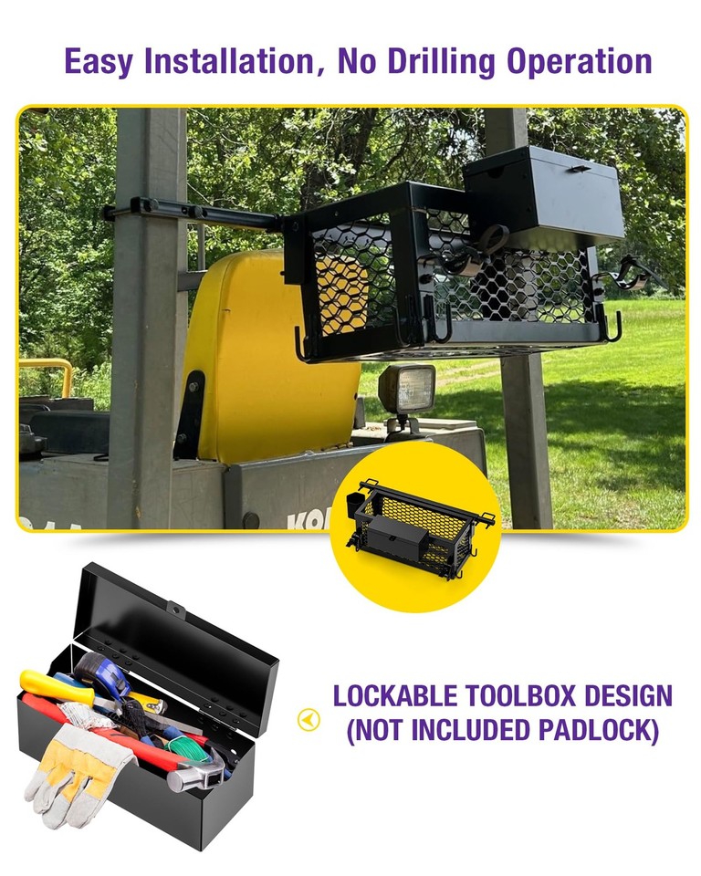 Heavy Duty Tractor Tool Box, Universal Tractor Basket with Tray ...