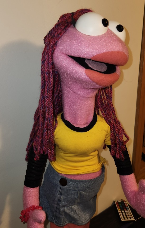 Professional Pink Yarn Hair Girl Whanot Muppet-Style Hand Puppet | eBay