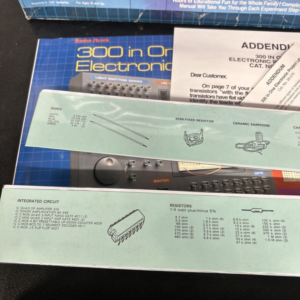 Radio Shack 300 In One Electronic Project Lab Science Fair Kit #28-270 ...