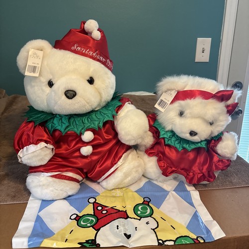 Dayton Hudson 1994 Mr and Mrs Santa Bear Clown Jester Plush Christmas w ...