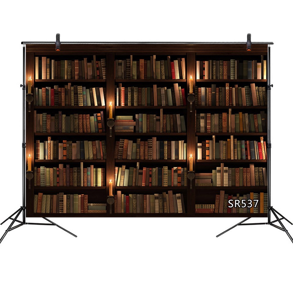 Library Candle Lighting Vintage Bookshelf Backdrop 7x5ft Vinyl Photo ...