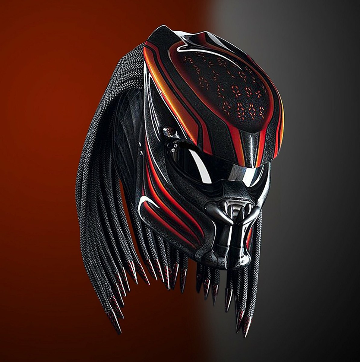 O Capacete Do Predador Capacete De Motocicleta Rosto Completo,