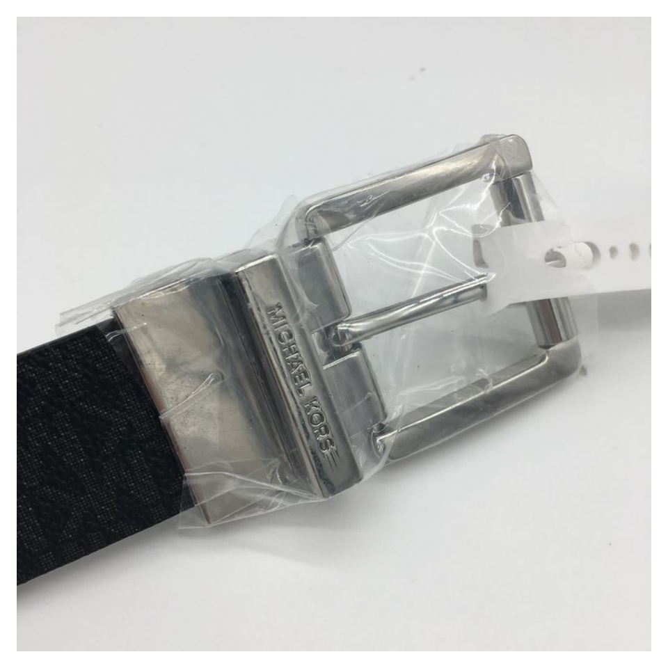Michael Kors Reversible Belt MK Logo Signature Belt Brown Black Chrome ...