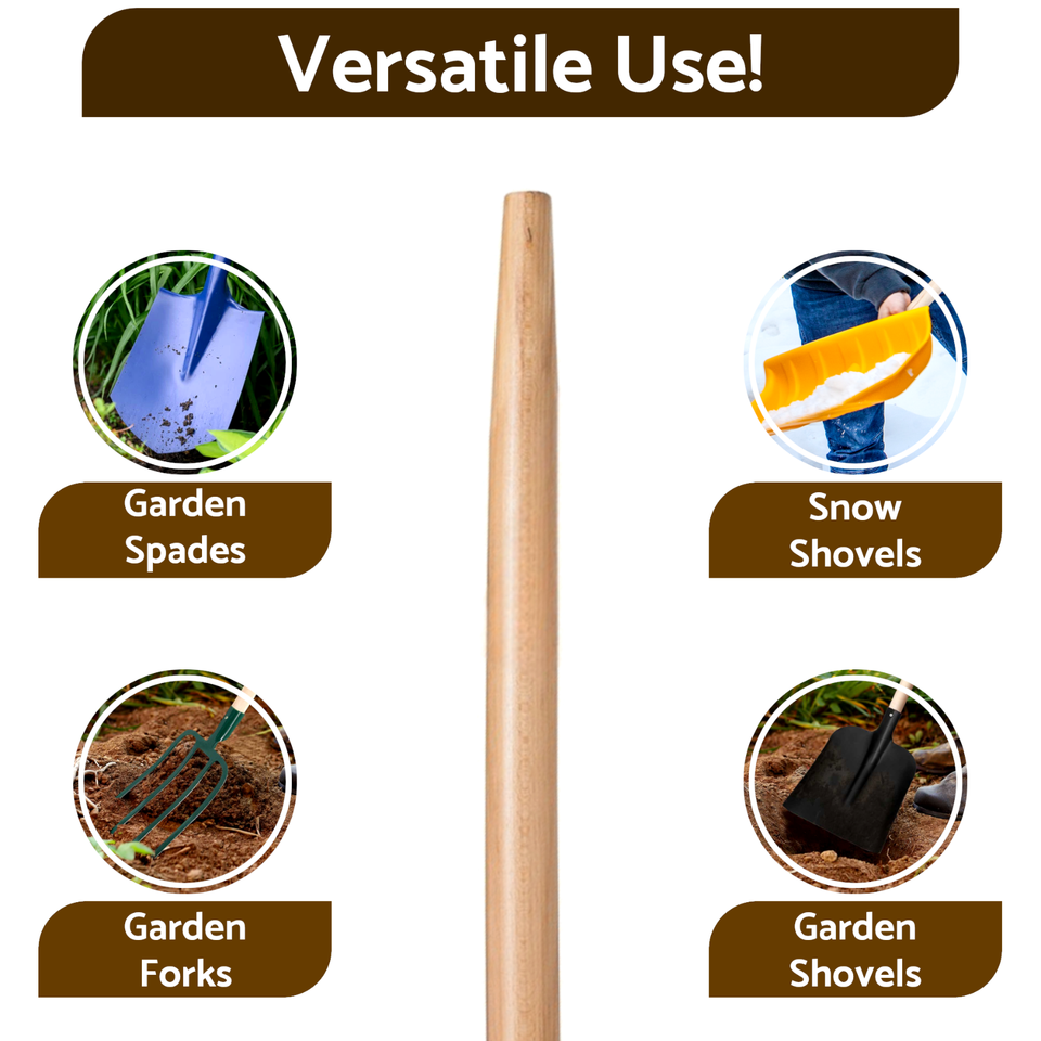 Hard Wood Shovel Fork Spade Shaft Handle Replacement Spare Tapered T or ...