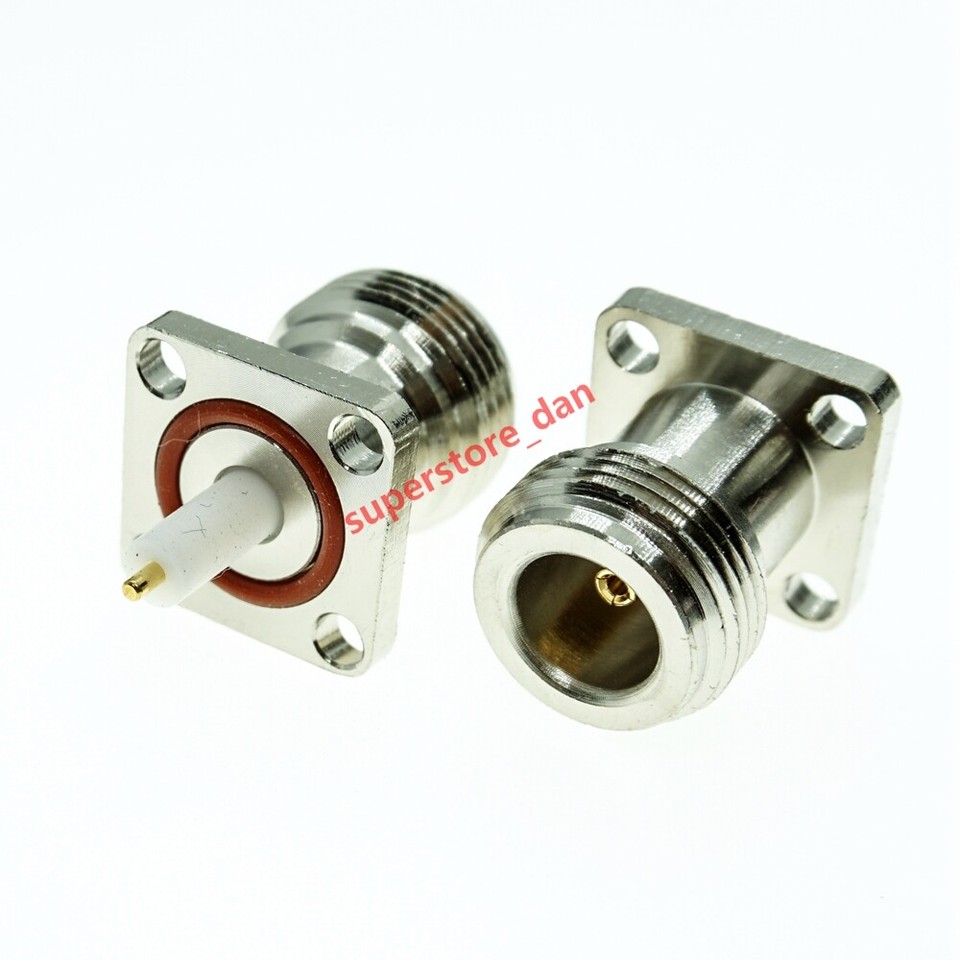 1X N female Jack 4 Hole flange panel Mount solder 17.5X17.5 RF Coax ...