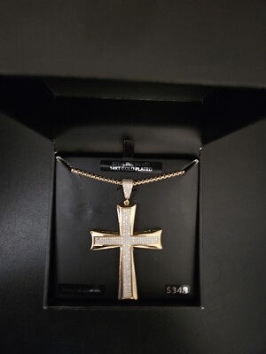 Shaquille O'Neal 14k On Sterling Silver Cross Pendant Necklace Simulate ...