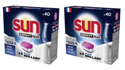 Lot 2 x 40 = 80 Tablettes SUN Expert Plus x3 Plus Brillant Pack Lave ...