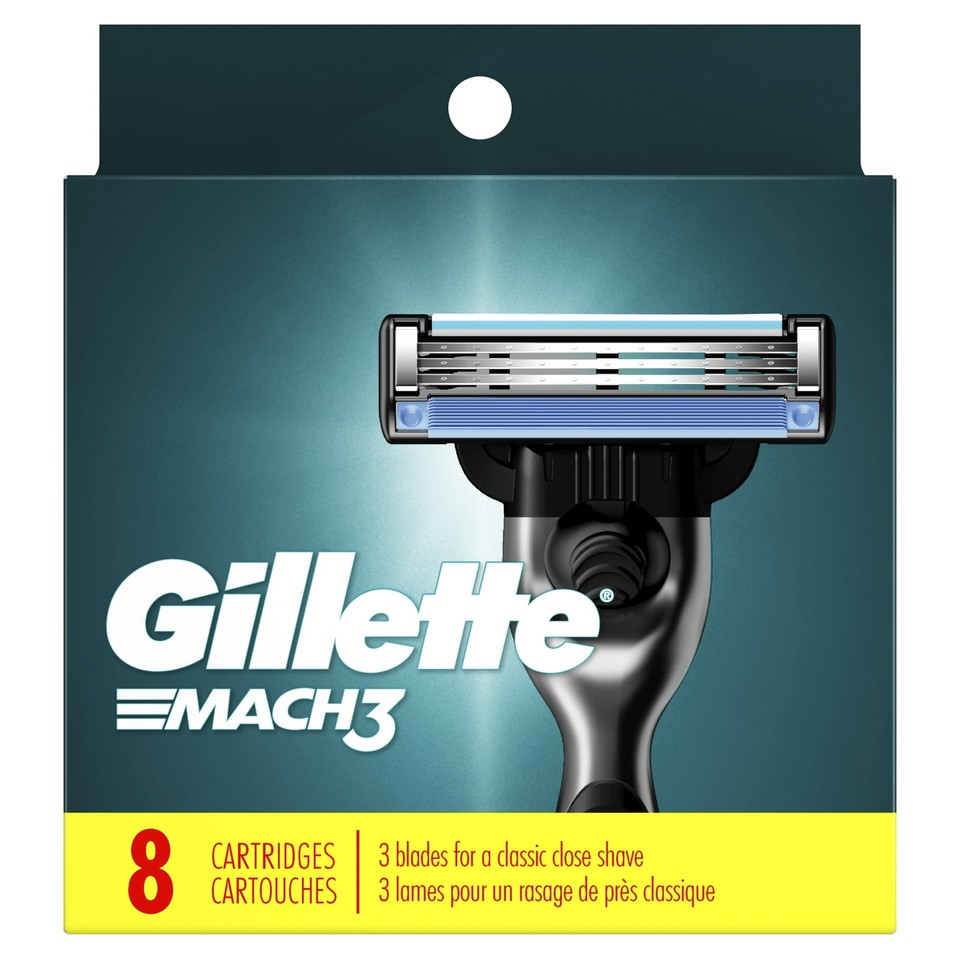 Gillette Mach3 Razor Blade Refill ,Manual Razor Men , 8 count (4 Packs ...