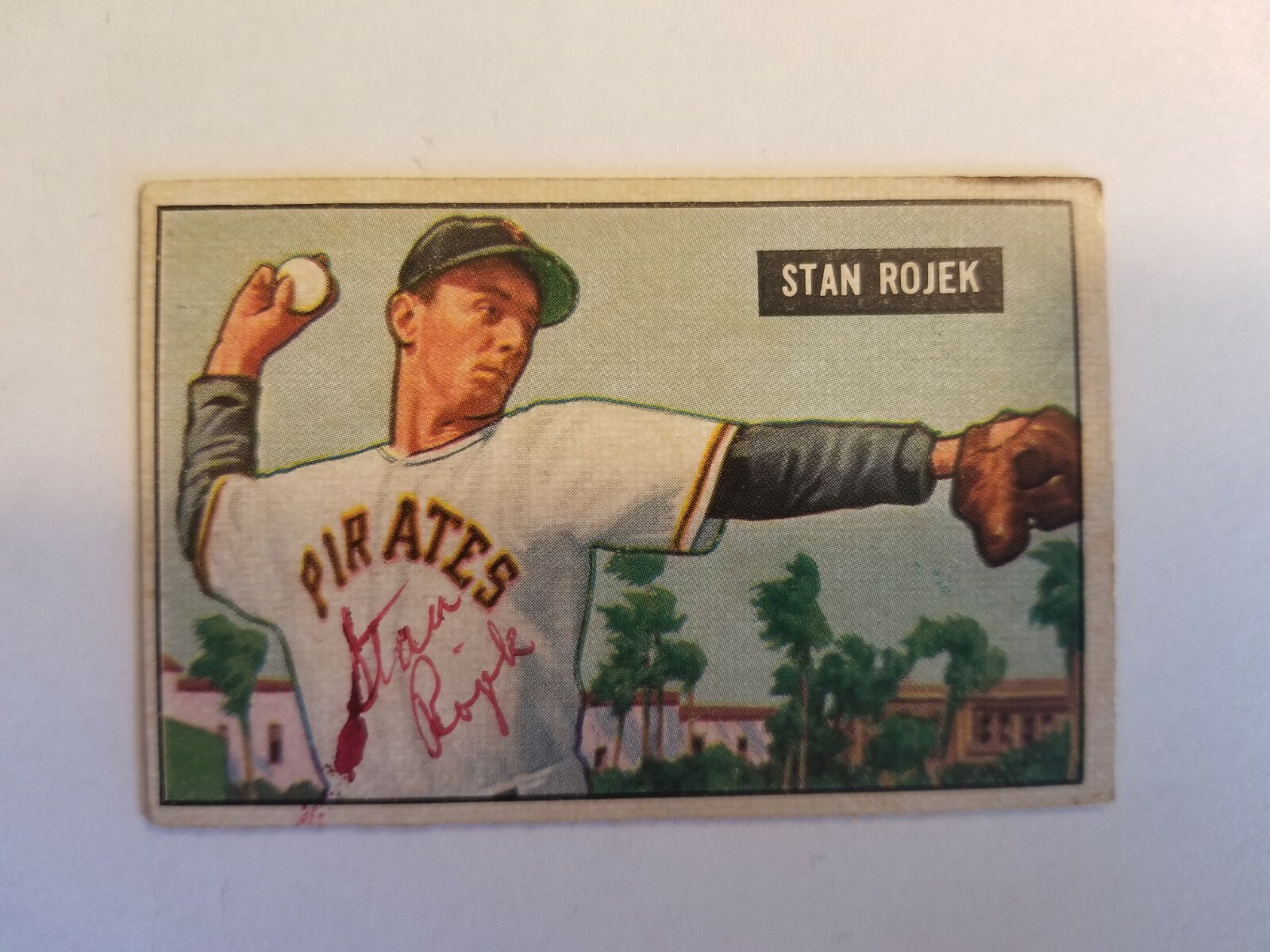 1951 BOWMAN BASEBALL CARD #166 STAN ROJEK AUTOGRAPHED SIGNED PITTSBURGH ...