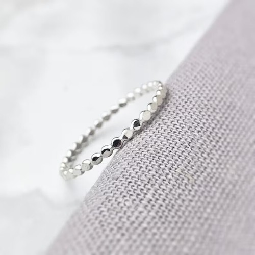 Elegant Hammered Beaded Design 935 Silver Wedding & Party Dainty Ring ...