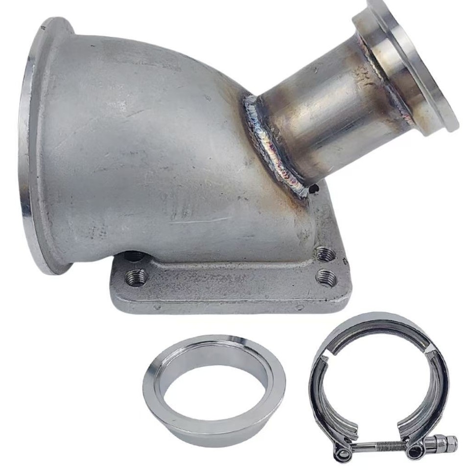 2PCS Set 3.5" V Band 90° Turbo Elbow & 44mm Wastegate Flange Kit for T3 ...
